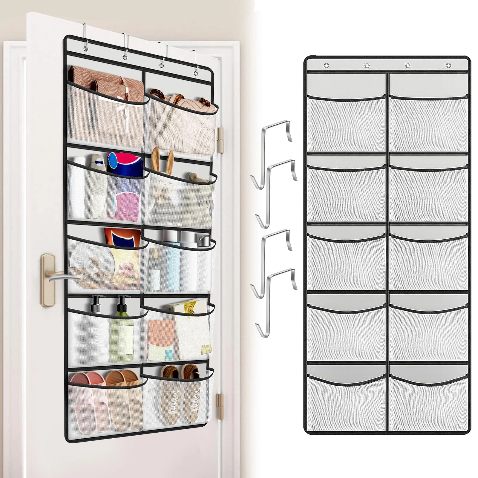 STARLIGHT- 10 Large Mesh Pockets Over The Door Shoe Organizer, Hanging ...