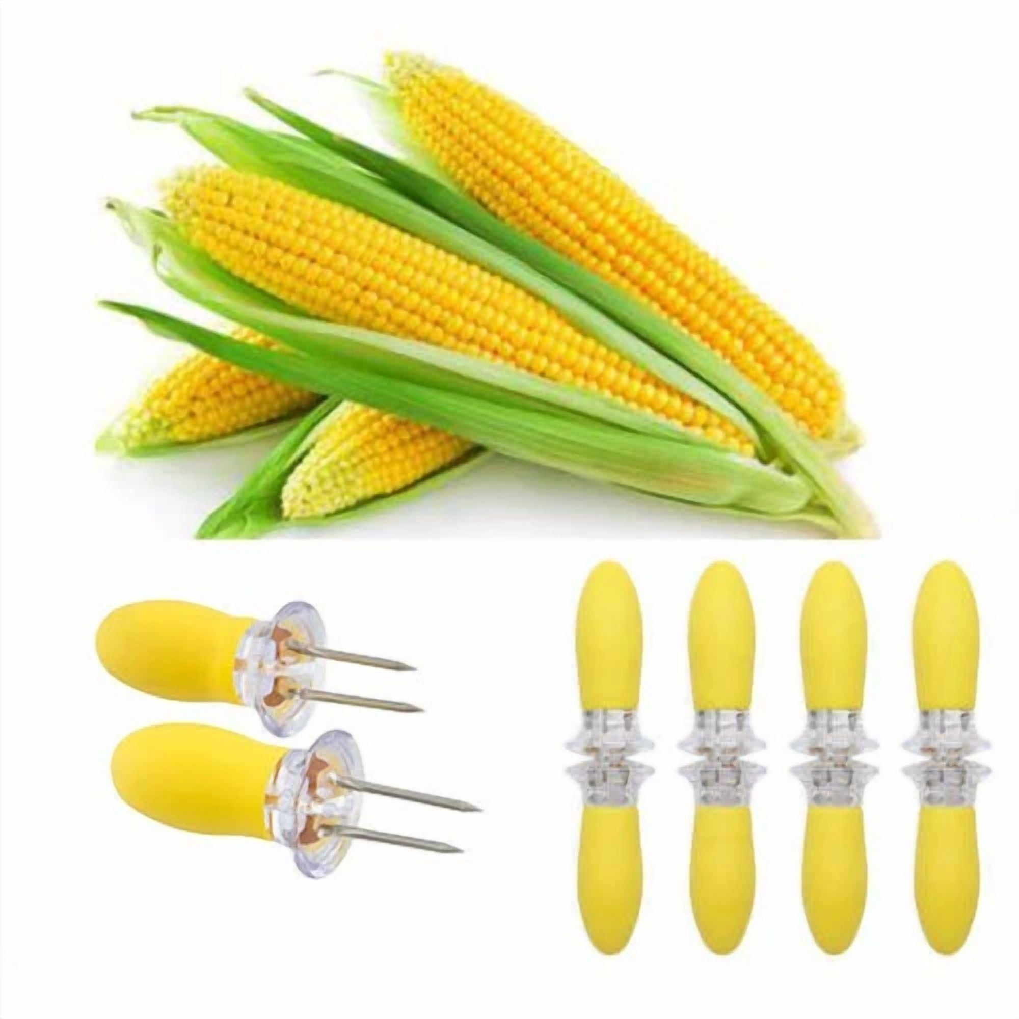 STARLIGHT- 10 Pc Soft Grip Corn Skewer Cob Holder Bbq Fork Kitchen Tool ...