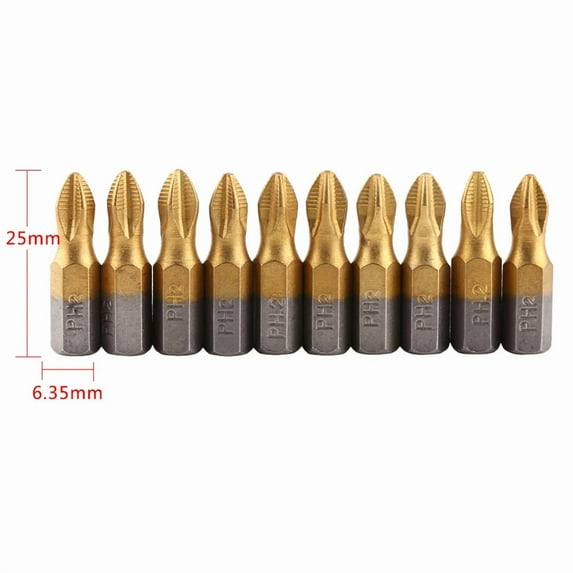 STARLIGHT- 10 Pcs Titanium Coated Ph2 Magnetic Screwdriver Bit Set For ...