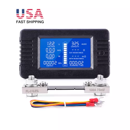 STARLIGHT- 12V Dc Battery Monitor Voltage Current Meter Lcd Display ...