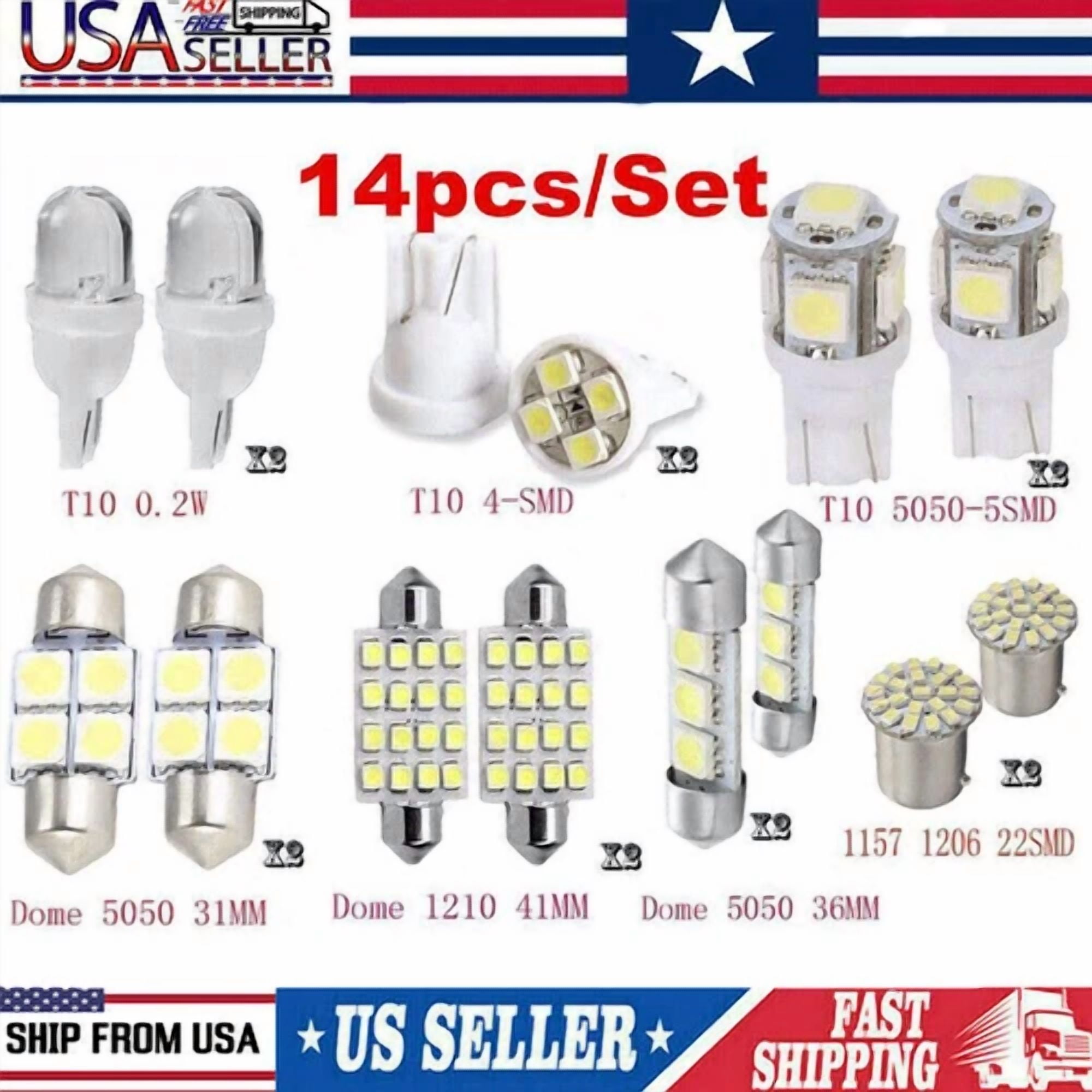 STARLIGHT- 14-Pcs Car Interior Led Light For Dome Map License Plate ...
