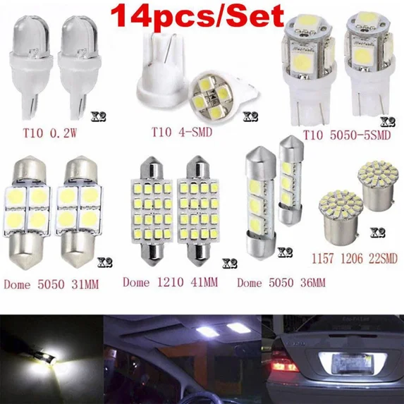 STARLIGHT- 14X Car Interior Package Map Dome License Plate Mixed Led ...