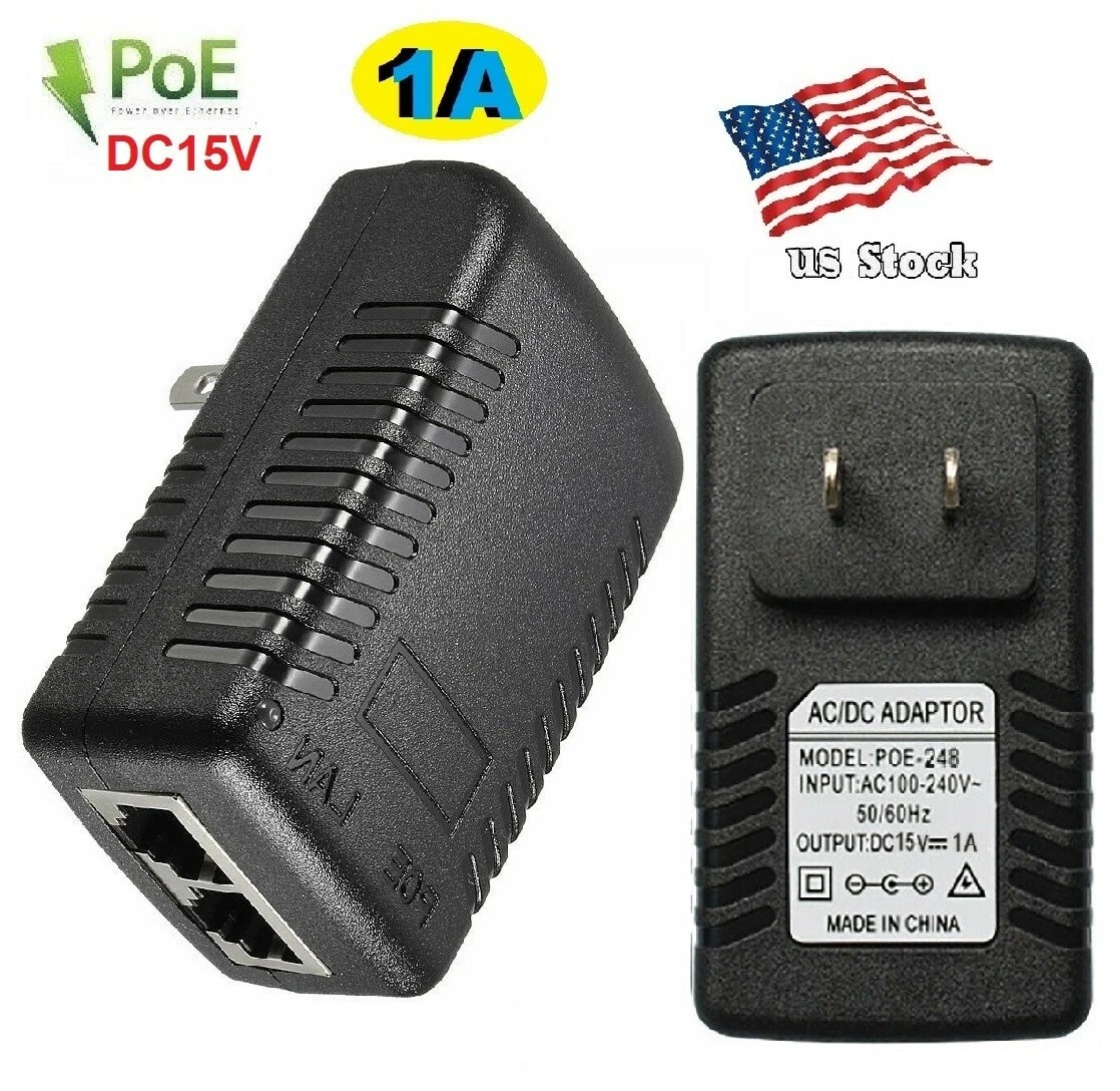 STARLIGHT- 15V 1A Wall Plug Ac100V-240V Poe Injector Power Over ...