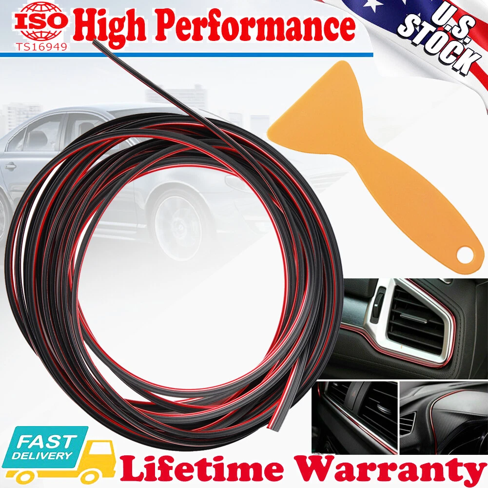 STARLIGHT- 16Ft Red Car Interior Door Gap Edge Line Molding Trim Strip ...