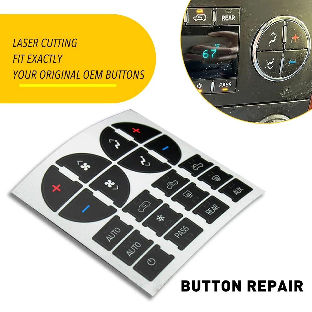 STARLIGHT- 1X Replacement Repair Dash Ac Button Kit Decal Stickers For ...