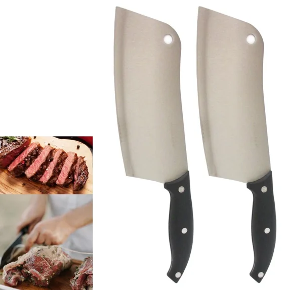 STARLIGHT- 2 Pack 7" Cleaver Knife Stainless Steel Meat Butcher ...