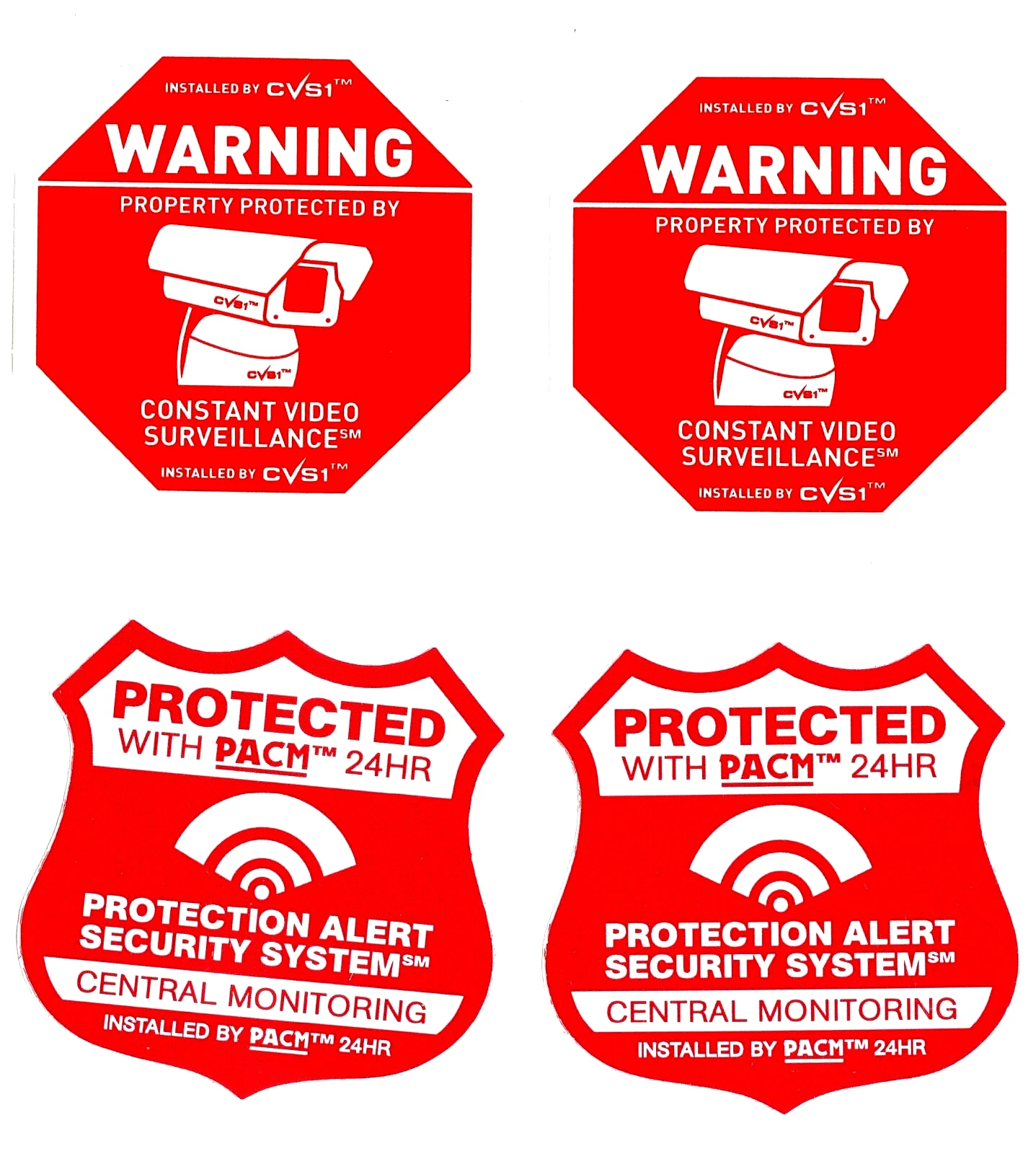 STARLIGHT- 2 Security Camera Video Surveillance Warning Decals 2 Alarm ...