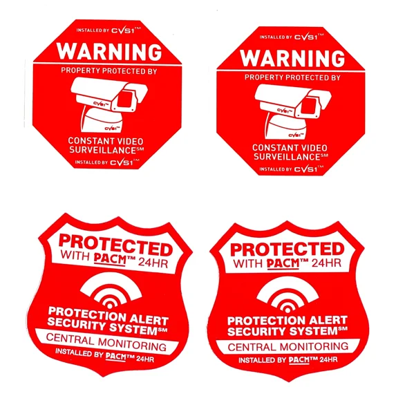 STARLIGHT- 2 Security Camera Video Surveillance Warning Decals 2 Alarm ...