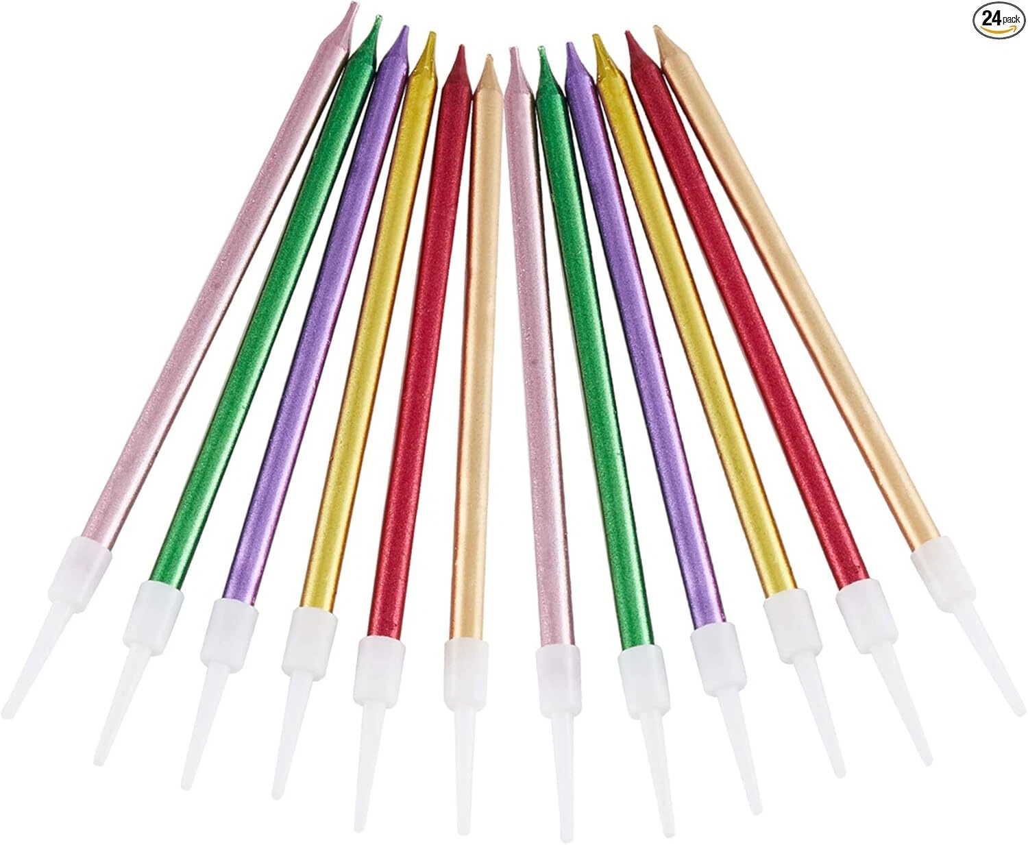 STARLIGHT- 24 Count Metallic Birthday Candles Slow Burning Happy ...
