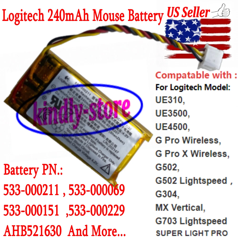 STARLIGHT- 240Mah Battery For Logitech G502 Lightspeed G Pro Wireless ...