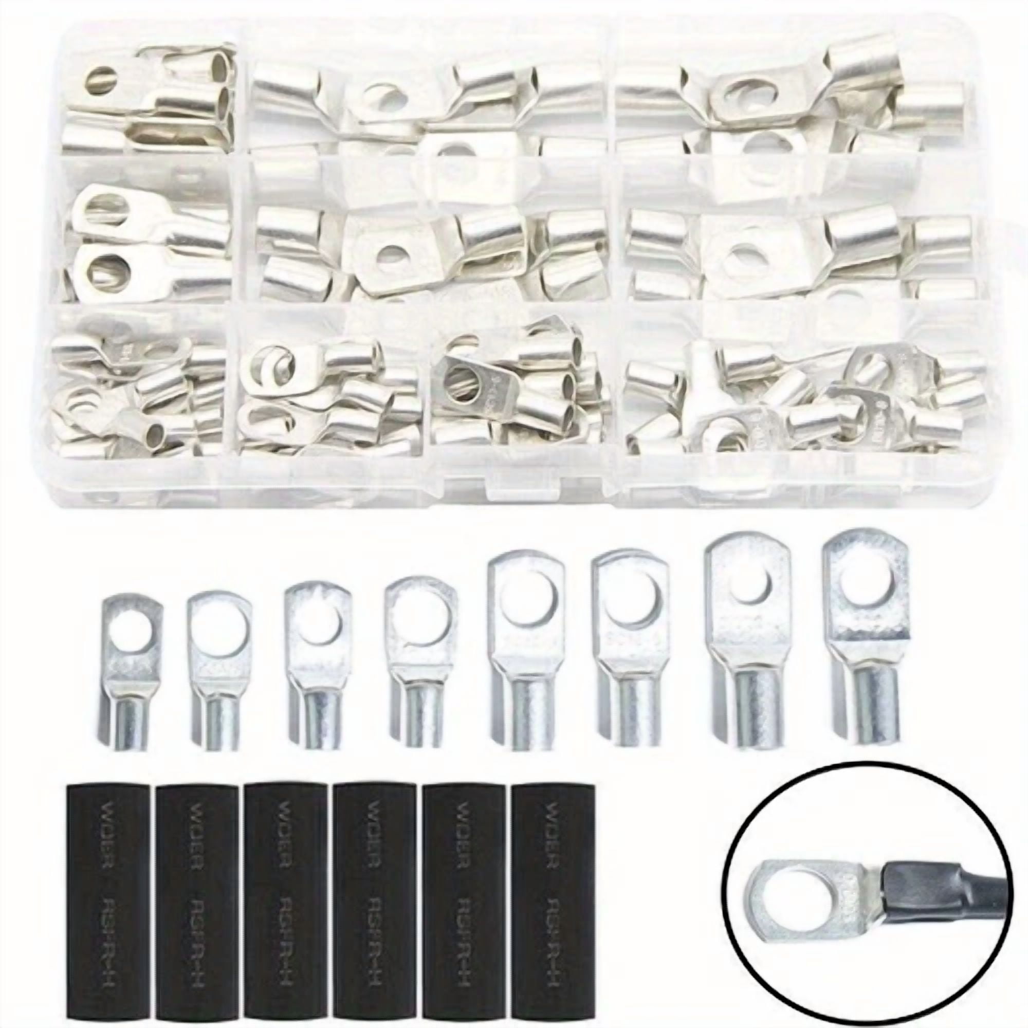 STARLIGHT- 240Pcs Cable Lugs Battery Copper Ring Crimp Terminals ...