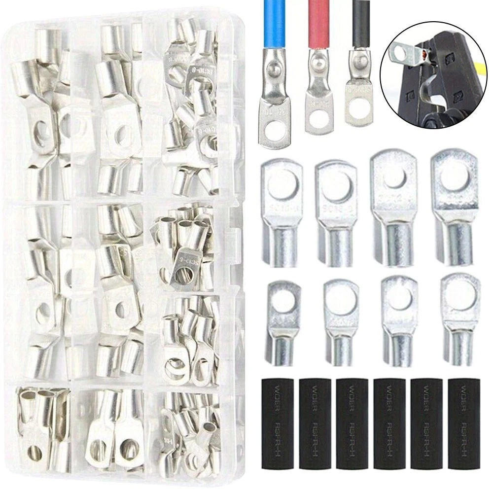 STARLIGHT- 240Pcs Crimp Terminals Battery Copper Ring Cable Lugs ...