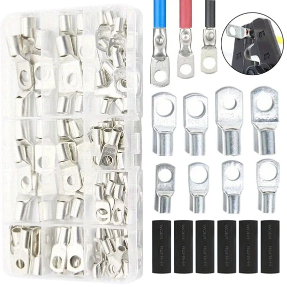 STARLIGHT- 240Pcs Crimp Terminals Battery Copper Ring Cable Lugs ...
