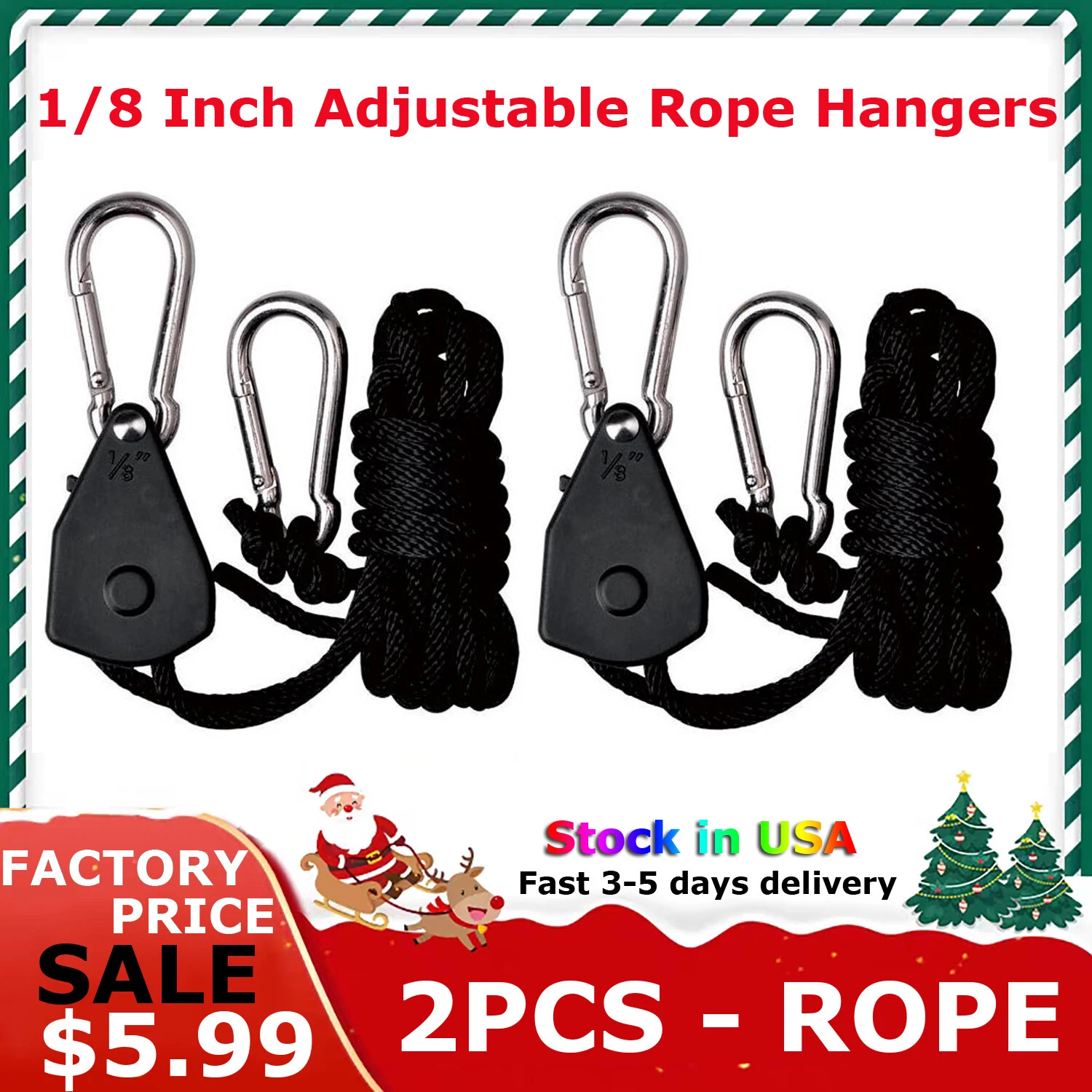 STARLIGHT- 2Pc Adjustable Heavy Duty Rope Hanger - Reinforced Metal ...