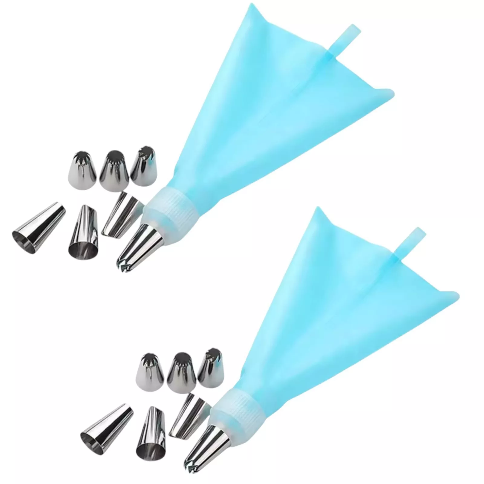 STARLIGHT- [2X] 6-Piece Stainless Steel Piping Nozzle Set With Silicone ...