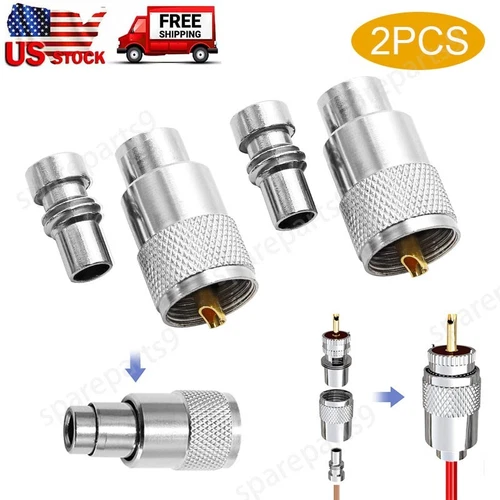 STARLIGHT- 2X Pl259 Uhf Male Solder Coax Connectors For Rg59/Rg58 ...