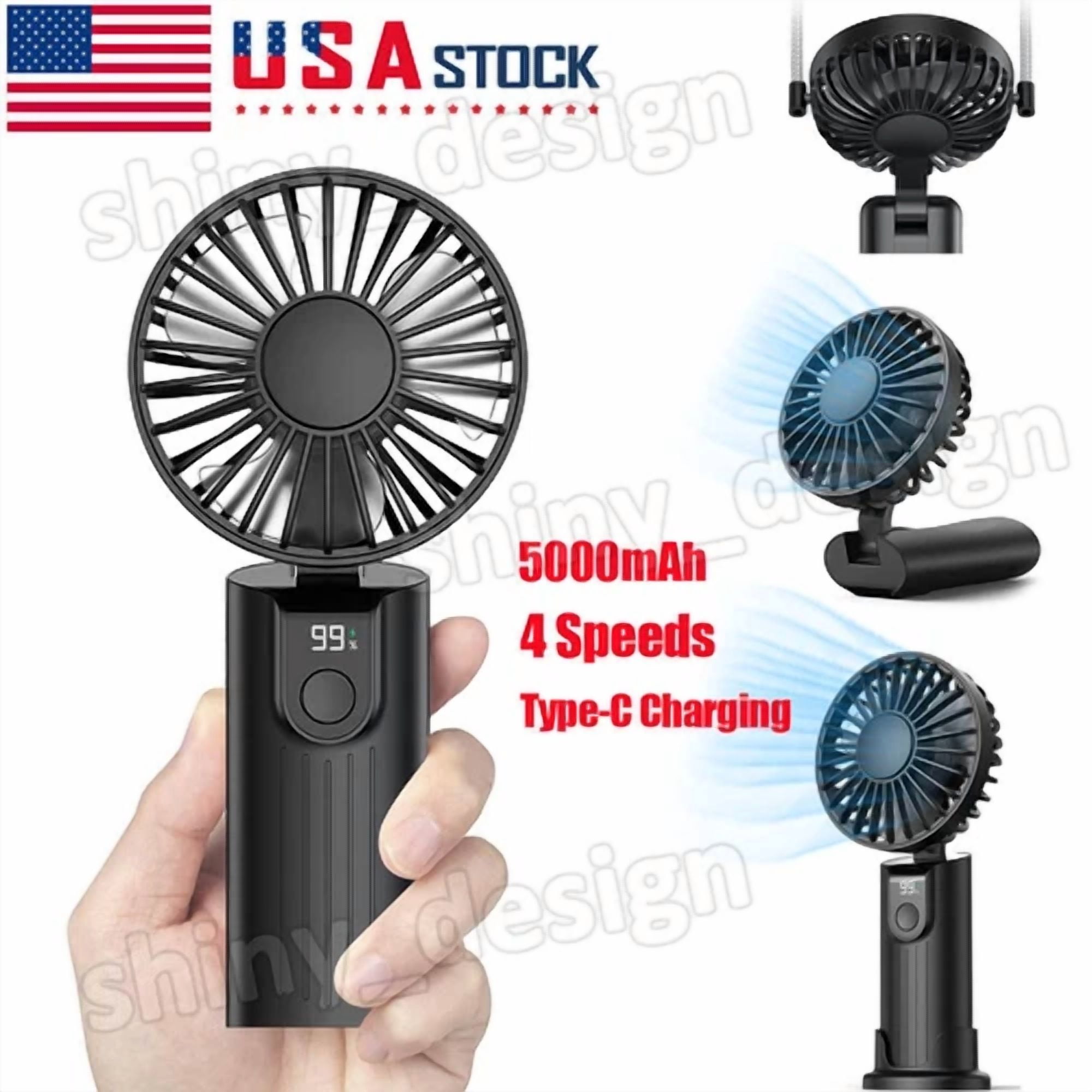 STARLIGHT- 3 In 1 Portable Handheld Fan 5000Mah Rechargeable Foldable ...