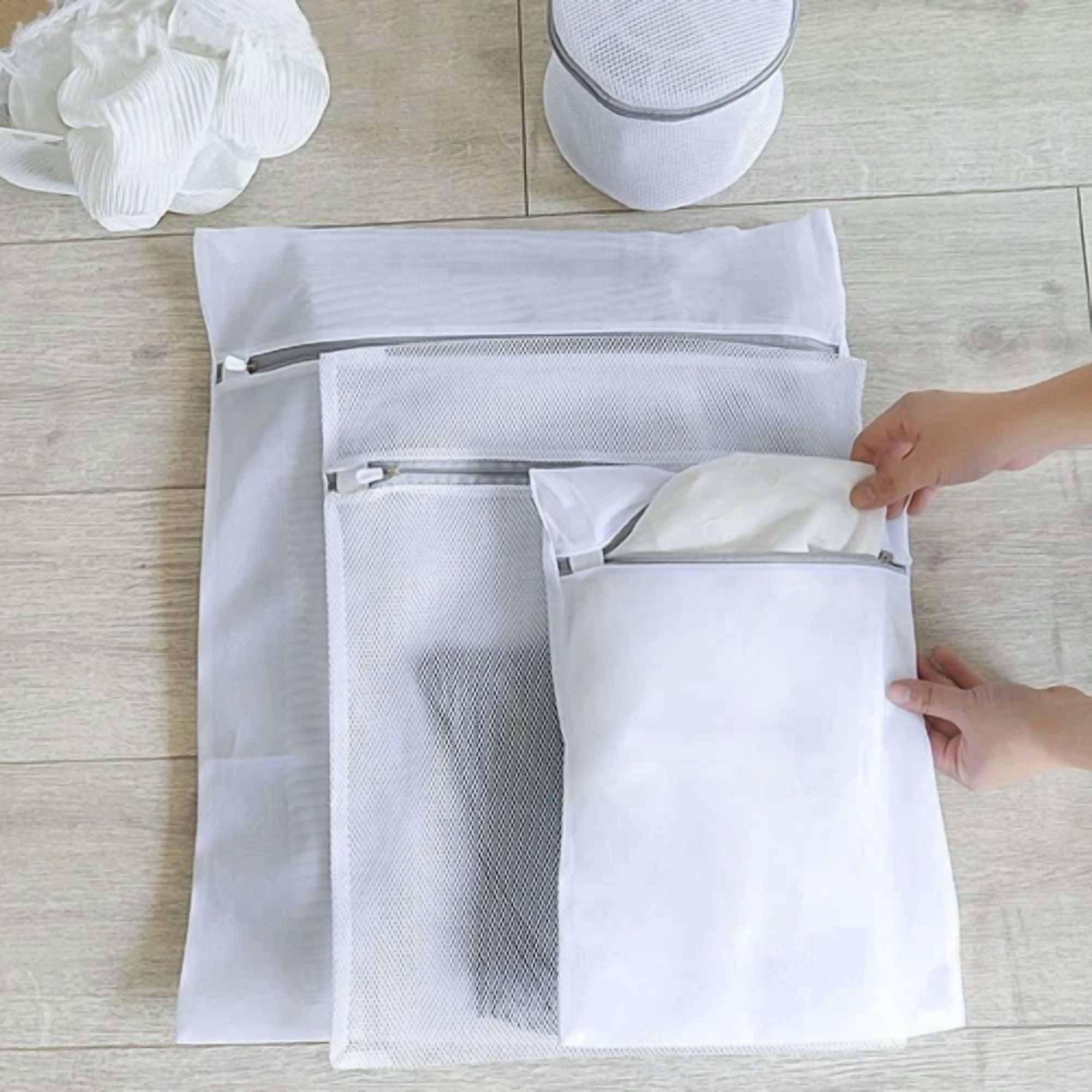 STARLIGHT- 3 Pcs/Set Zipped Mesh Laundry Bag Washing Net Bag Coarse ...