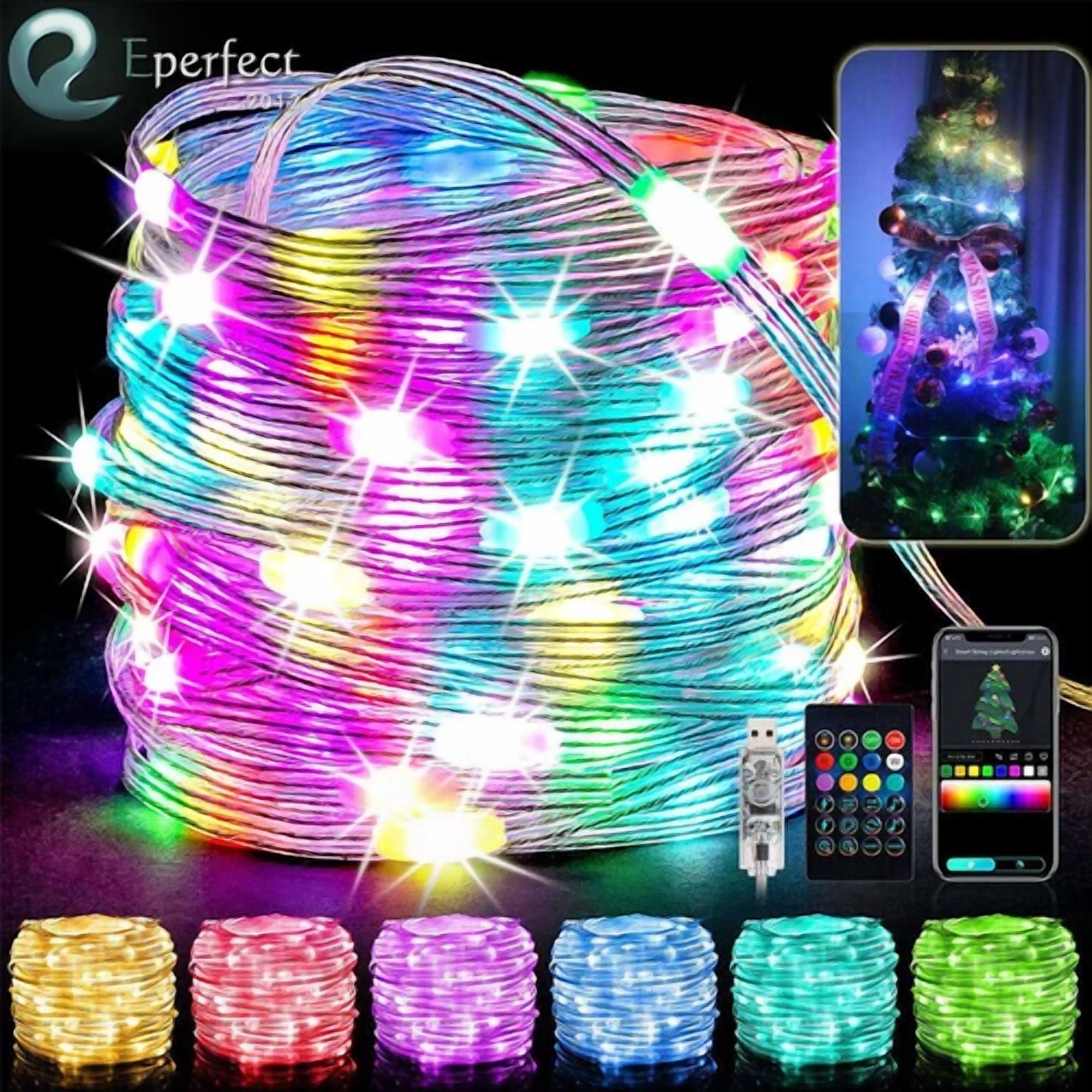 STARLIGHT- 33Ft Strip String Fairy Lights Remote Control Color Changing ...