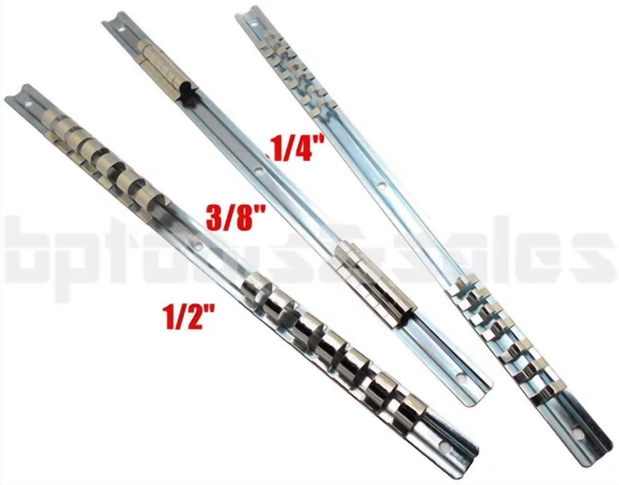 STARLIGHT- 3Pc Socket Storage Holder Organizer Rail Rack 1/4" 3/8" 1/2 ...
