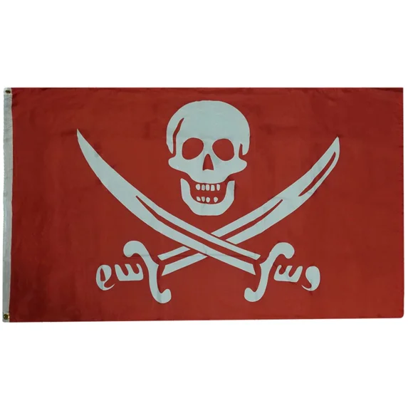 STARLIGHT- 3X5 Calico Jack Rackham Pirate Blood Red White Woven Poly ...