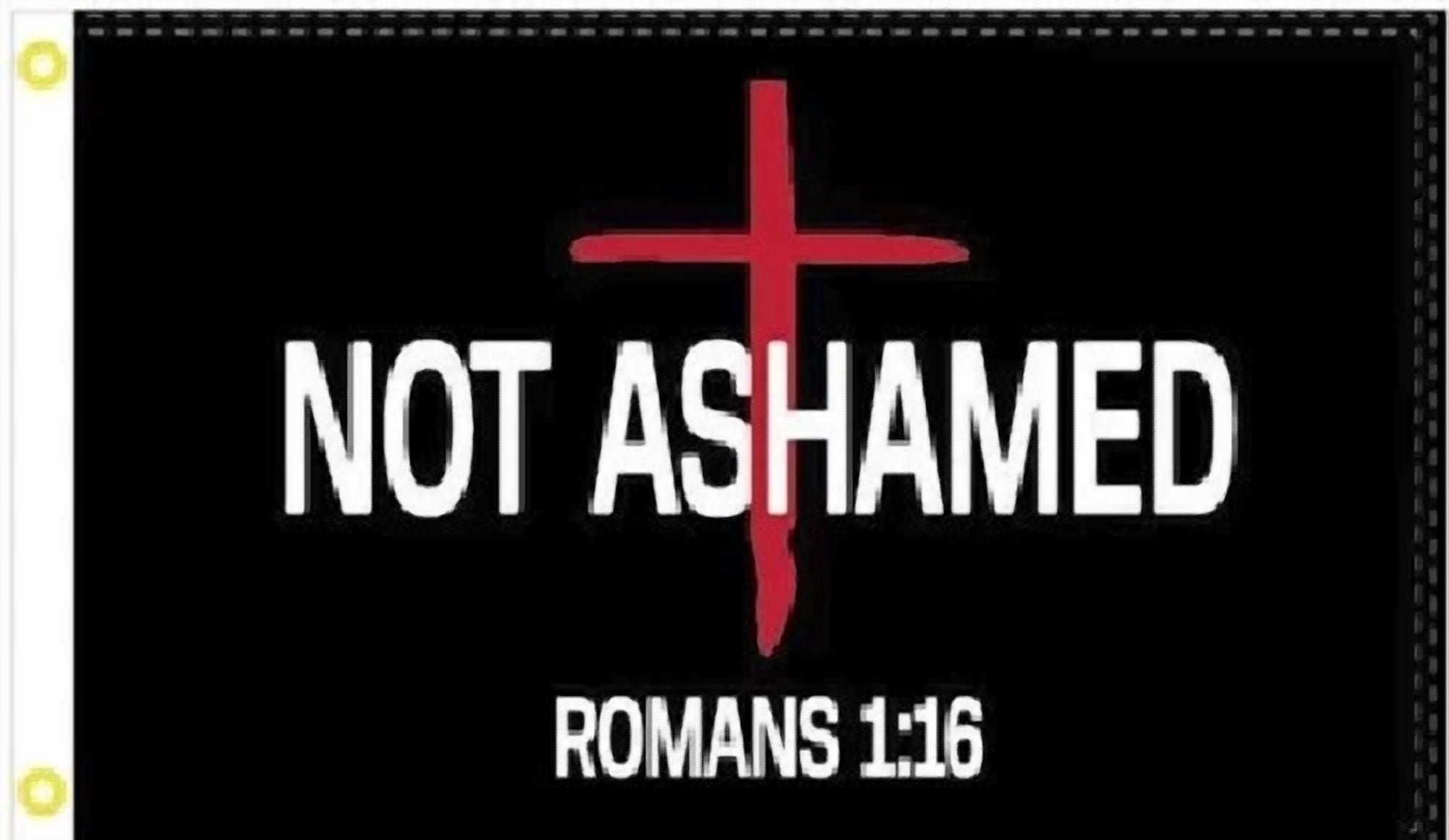 STARLIGHT- 3X5 Not Ashamed Romans 1:16 Jesus Christ Cross Black Flag ...