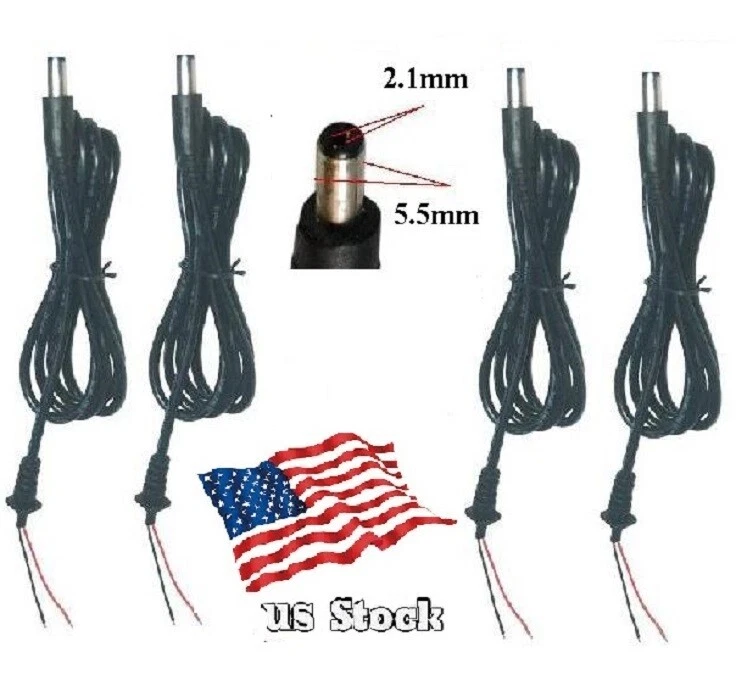 STARLIGHT- 4-Pack 39” 5.5X2.1Mm Dc Power Male Plug Pigtail Cables For ...