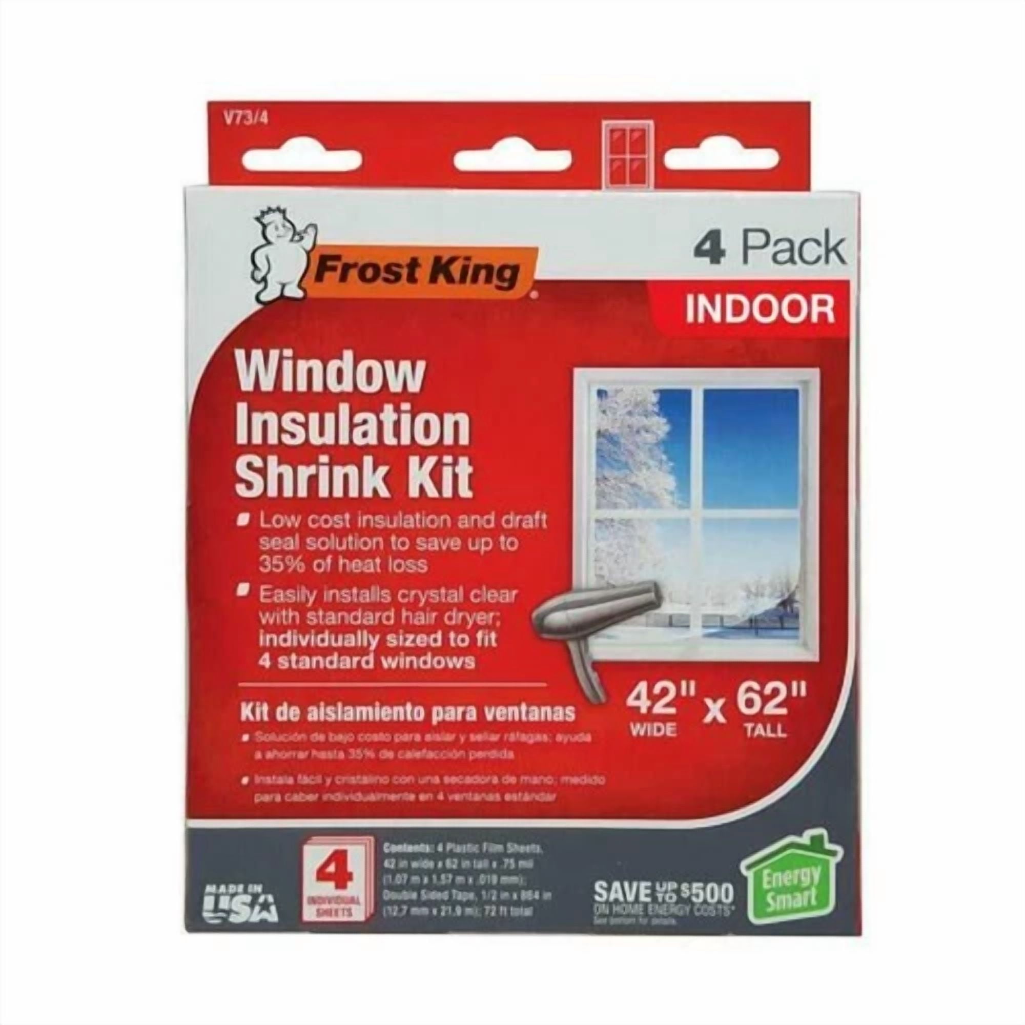 STARLIGHT- 4-Pack Window Insulation Kit For Cold Drafts, Winter, Easy ...