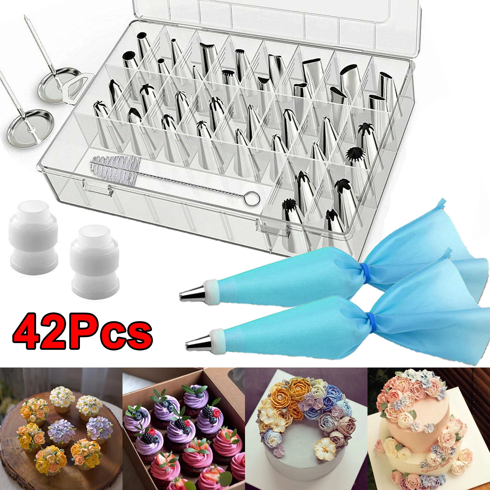 STARLIGHT- 42Pcs Cake Decorating Icing Piping Nozzles Pastry Tips ...