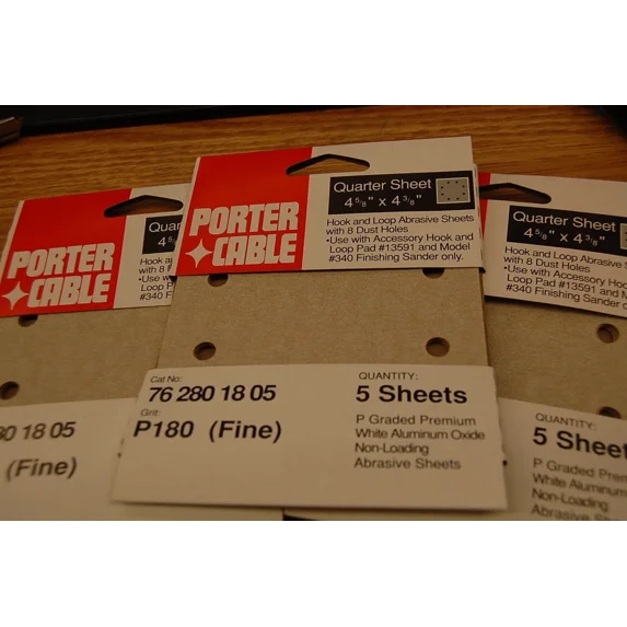 STARLIGHT- 50 Pack Porter Cable Quarter 1/4 Hook Loop Abrasive Sheets ...