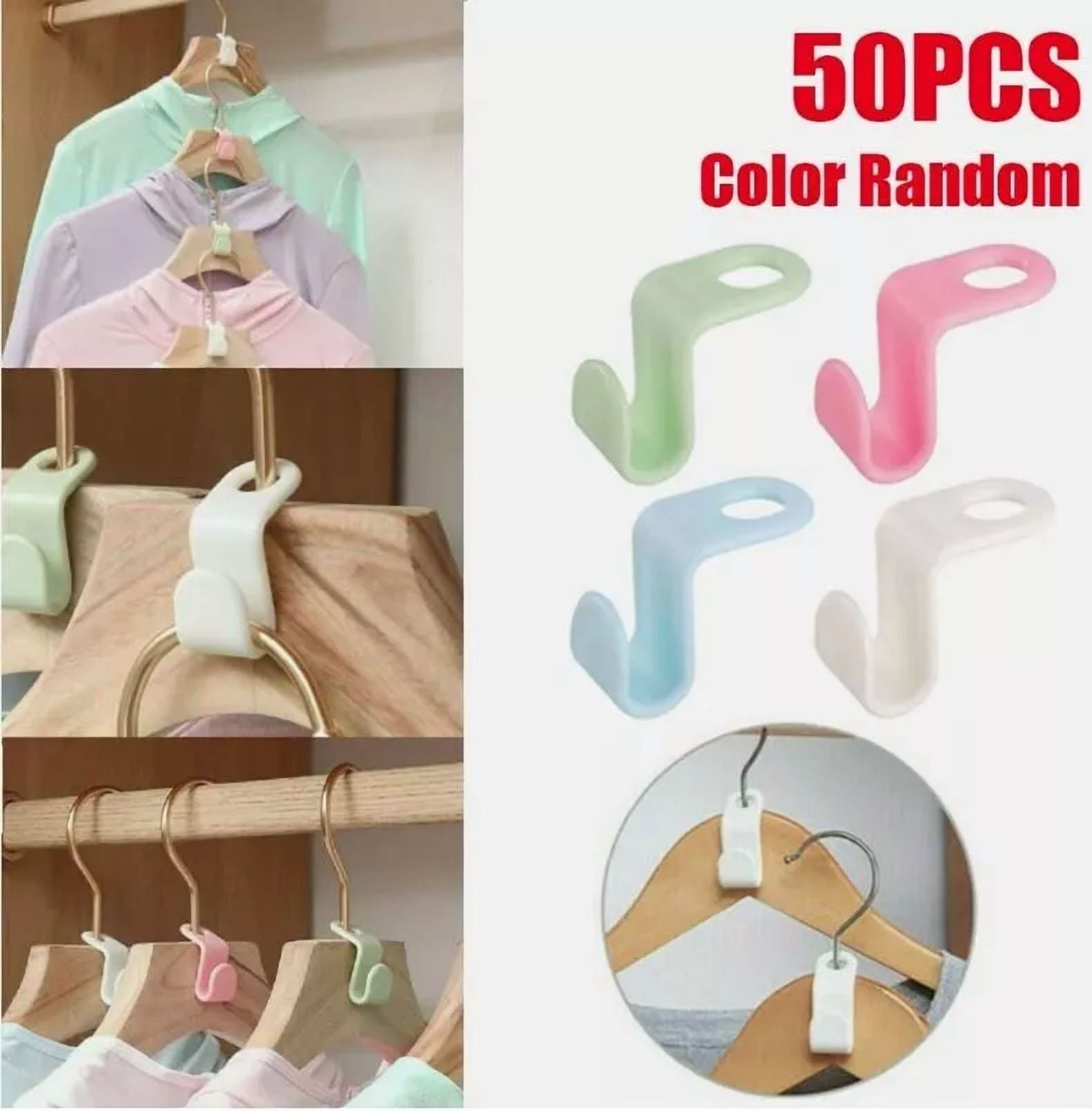 STARLIGHT- 50 Pcs Clothes Hanger Connector Hooks Closet Hanger ...
