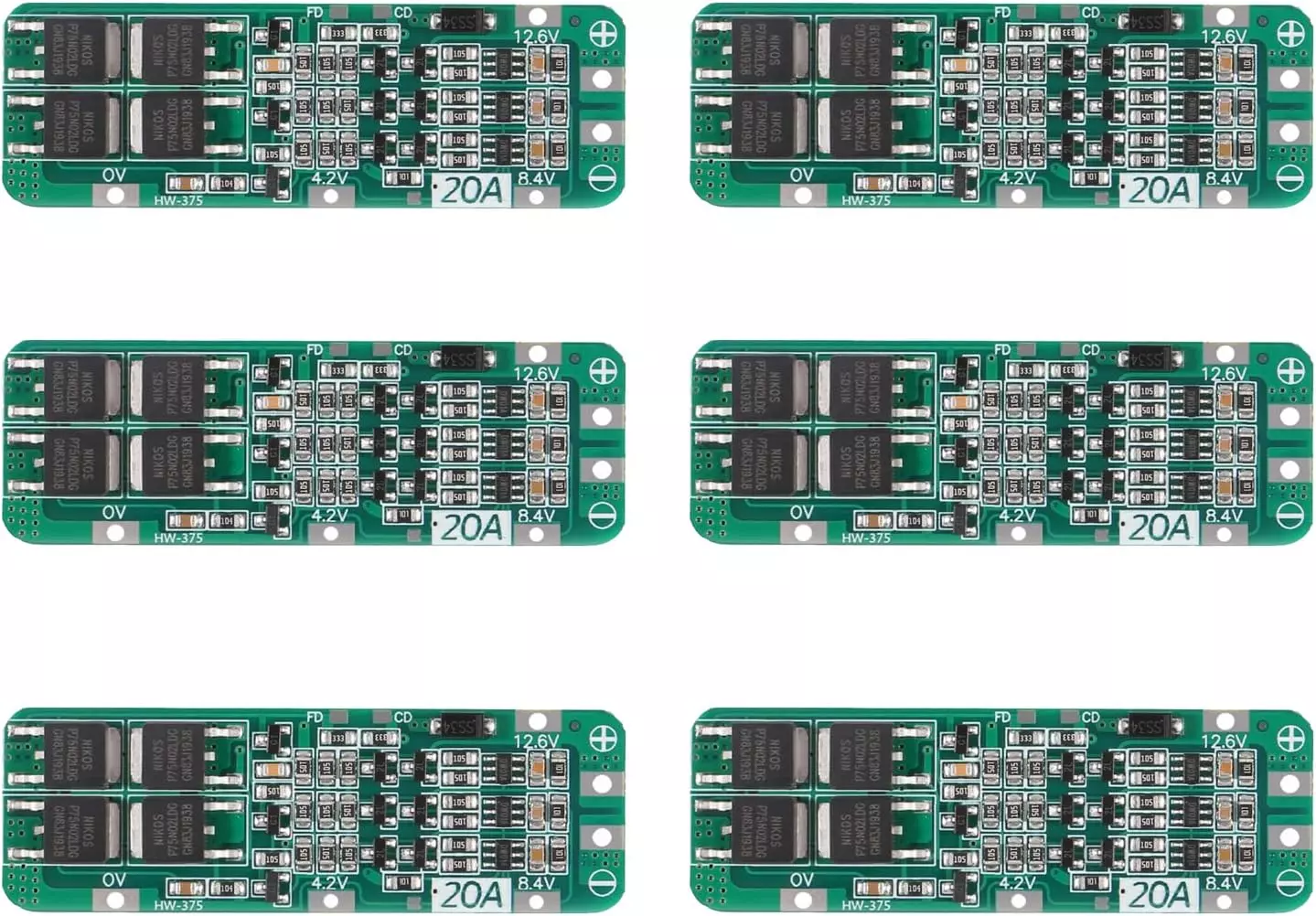 STARLIGHT- 6-Pack 3S 20A Bms Protection Board For 18650 Li-Ion Battery ...