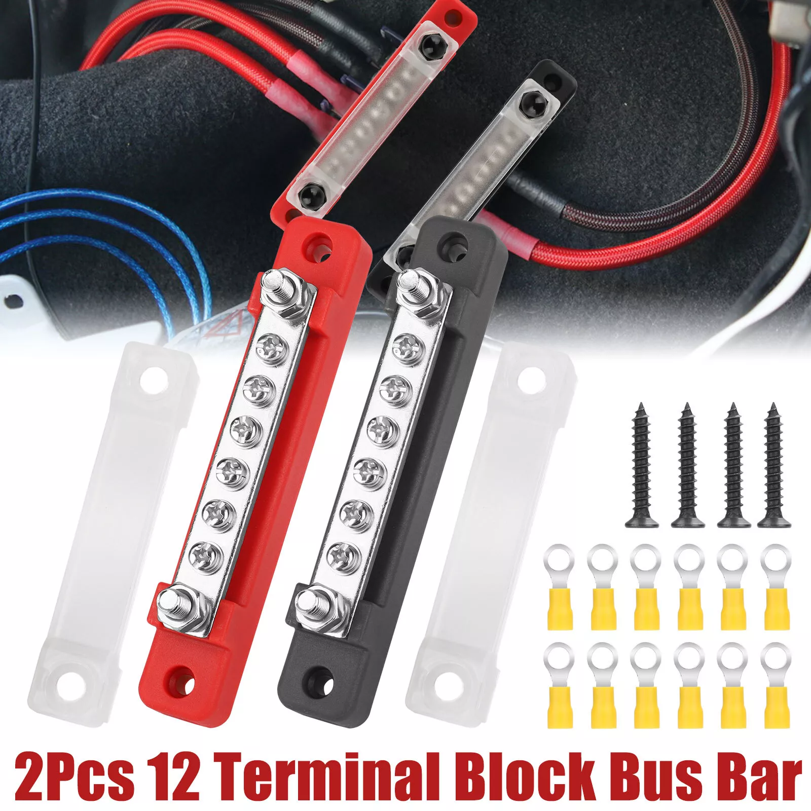STARLIGHT- 6 Way Bus Bar Power Distribution Terminal 150A Screws ...