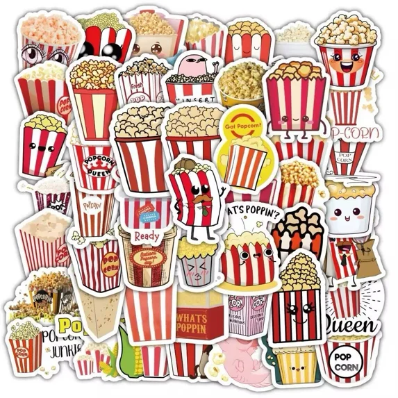 STARLIGHT- 60 Pack Cartoon Popcorn Sticker Sheets Decals Laptop Hydro ...