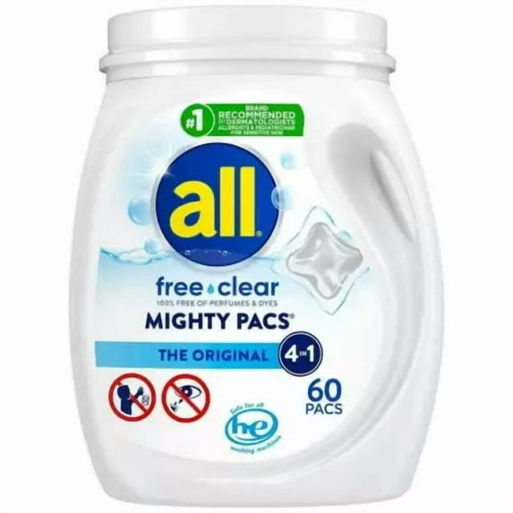 STARLIGHT- All Mighty Pacs Laundry Detergent Pacs Free Clear For ...