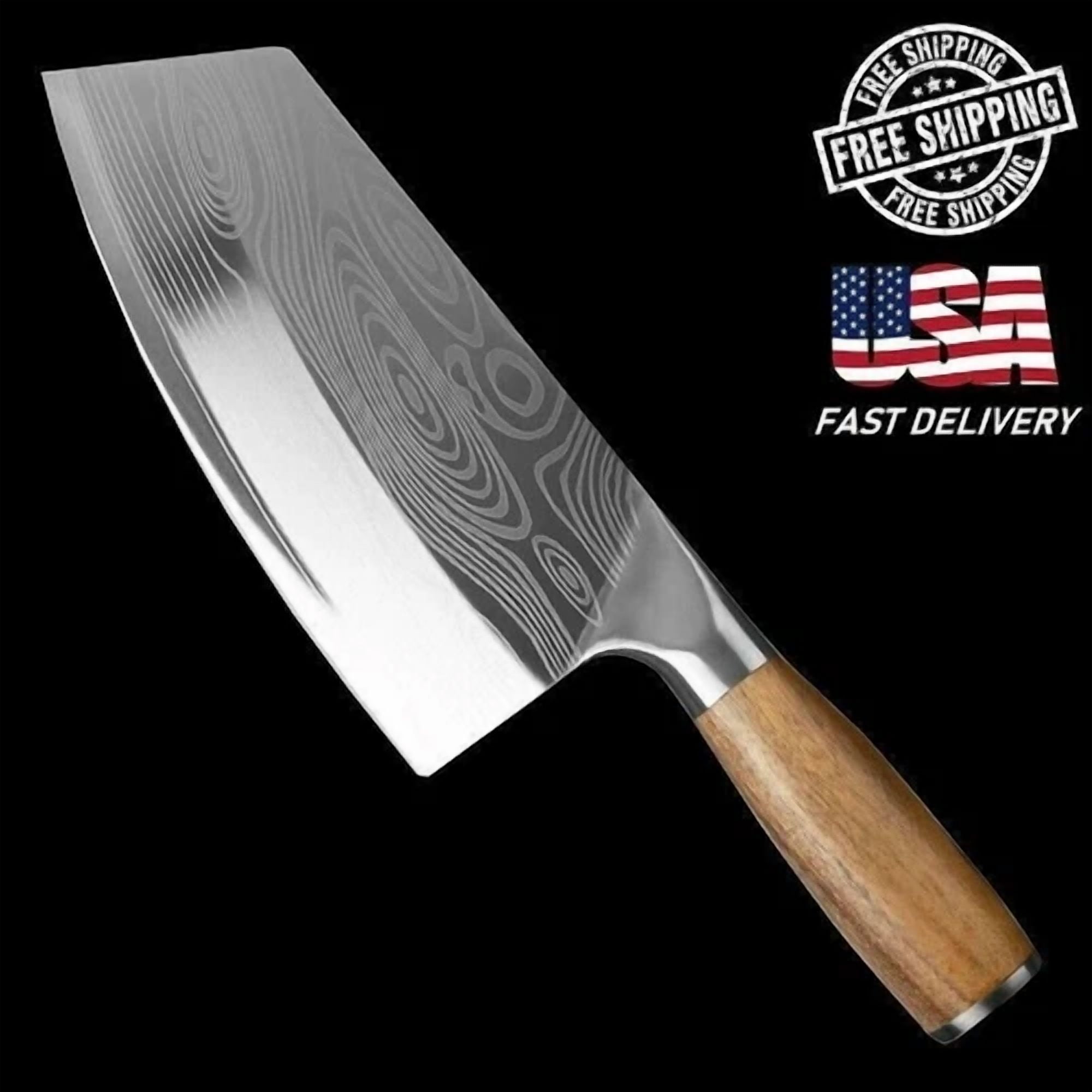 STARLIGHT- Asian Kitchen Knife Butcher Chef Damascus Cleaver Chopping Meat Us Stock - Walmart.com