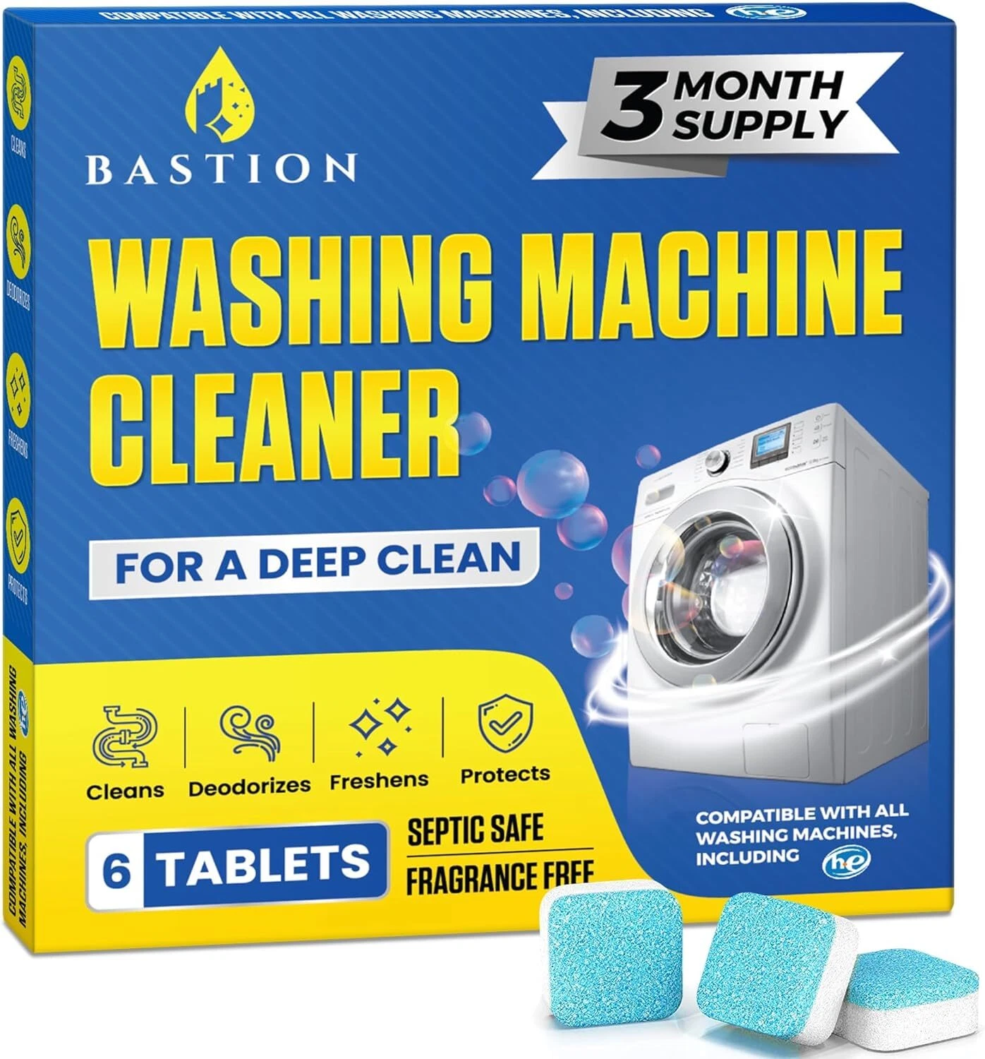 STARLIGHT- Bastion Washing Machine Cleaner, Deodorizer, & Descaler 6 ...