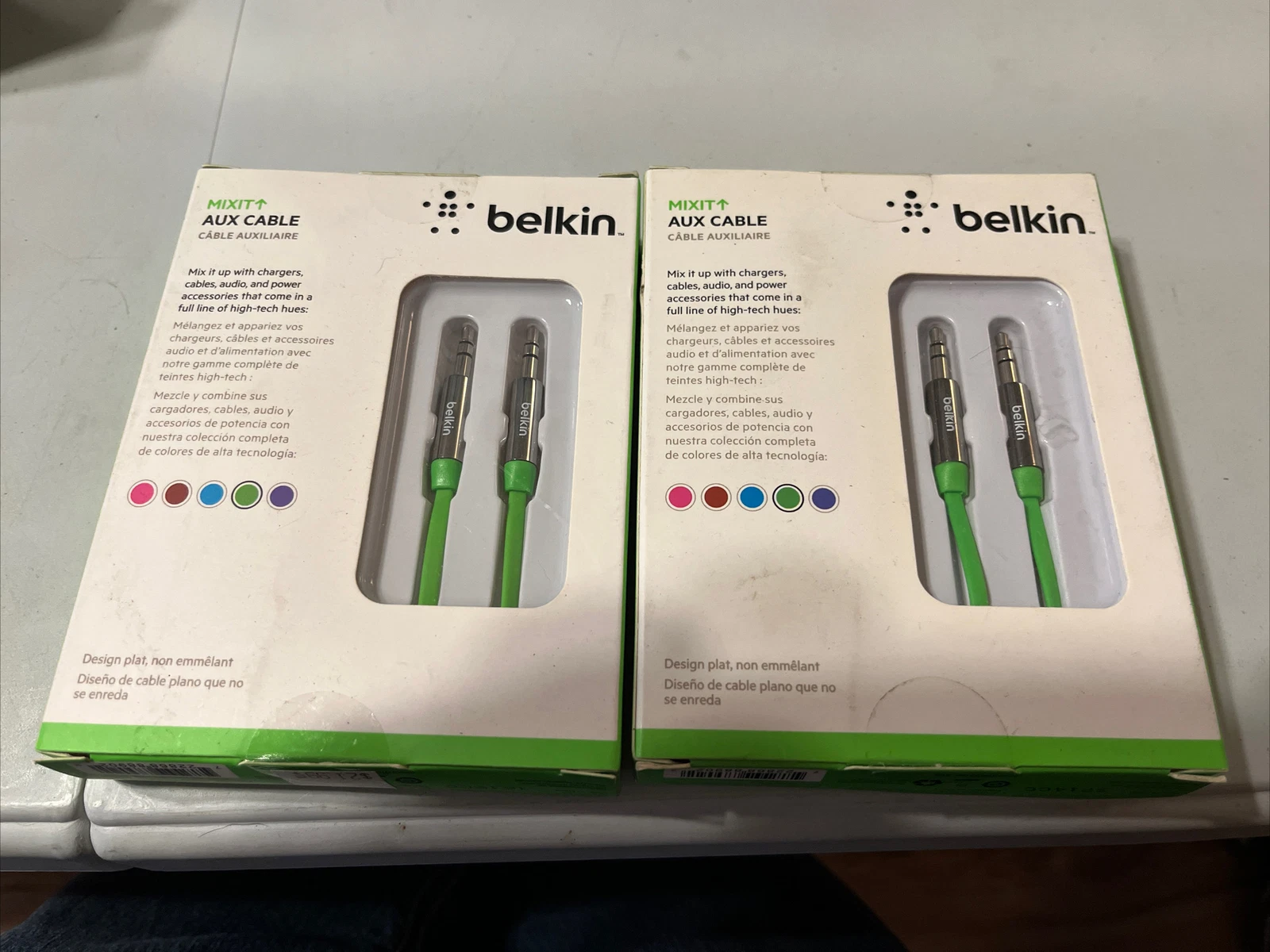 STARLIGHT- Belkin (2 Pk) Av10127Tt03-Grn Aux Flat Cable 3Ft Green Color ...