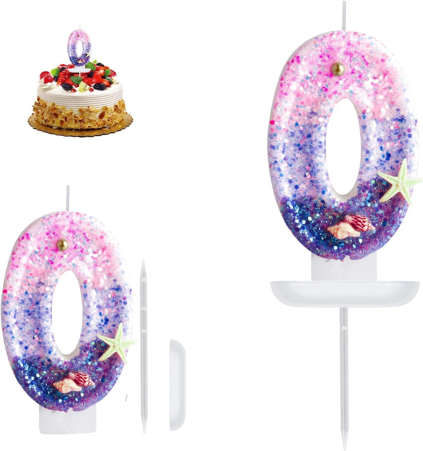 STARLIGHT- Birthday Candles, Number 0 Candle, Mermaid Theme Birthday ...
