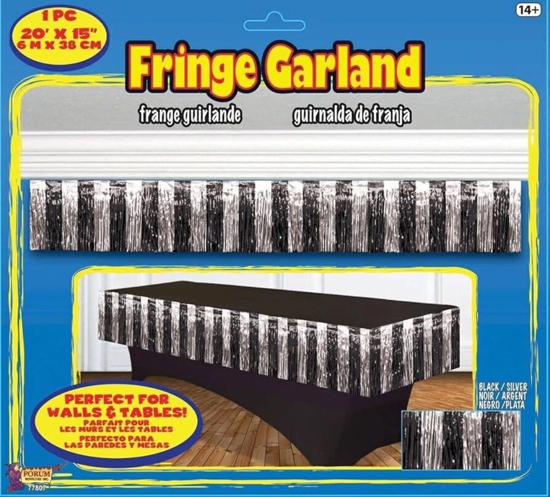 STARLIGHT- Black And Silver Fringe Garland (1 Pc- 20’ X 15”) Perfect ...