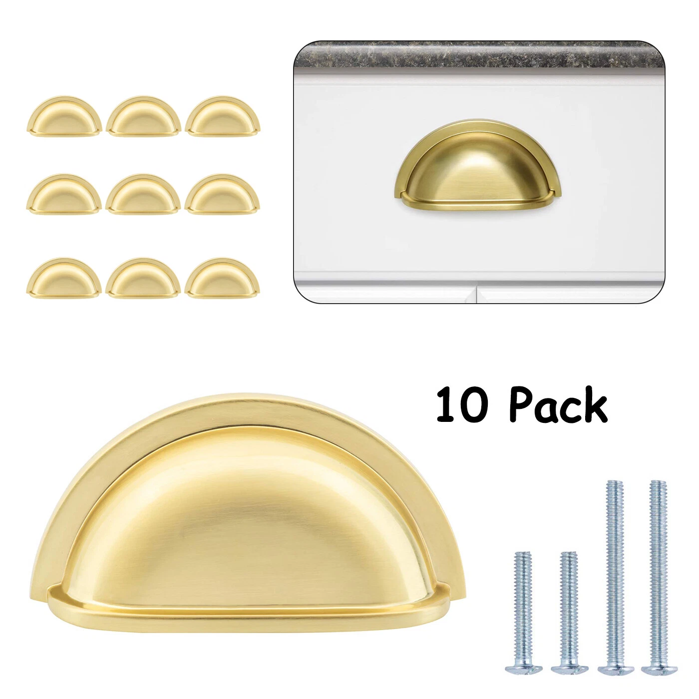 STARLIGHT- Brushed Brass Cabinet Bin Cup Drawer Pulls Kitchen Bathroom ...