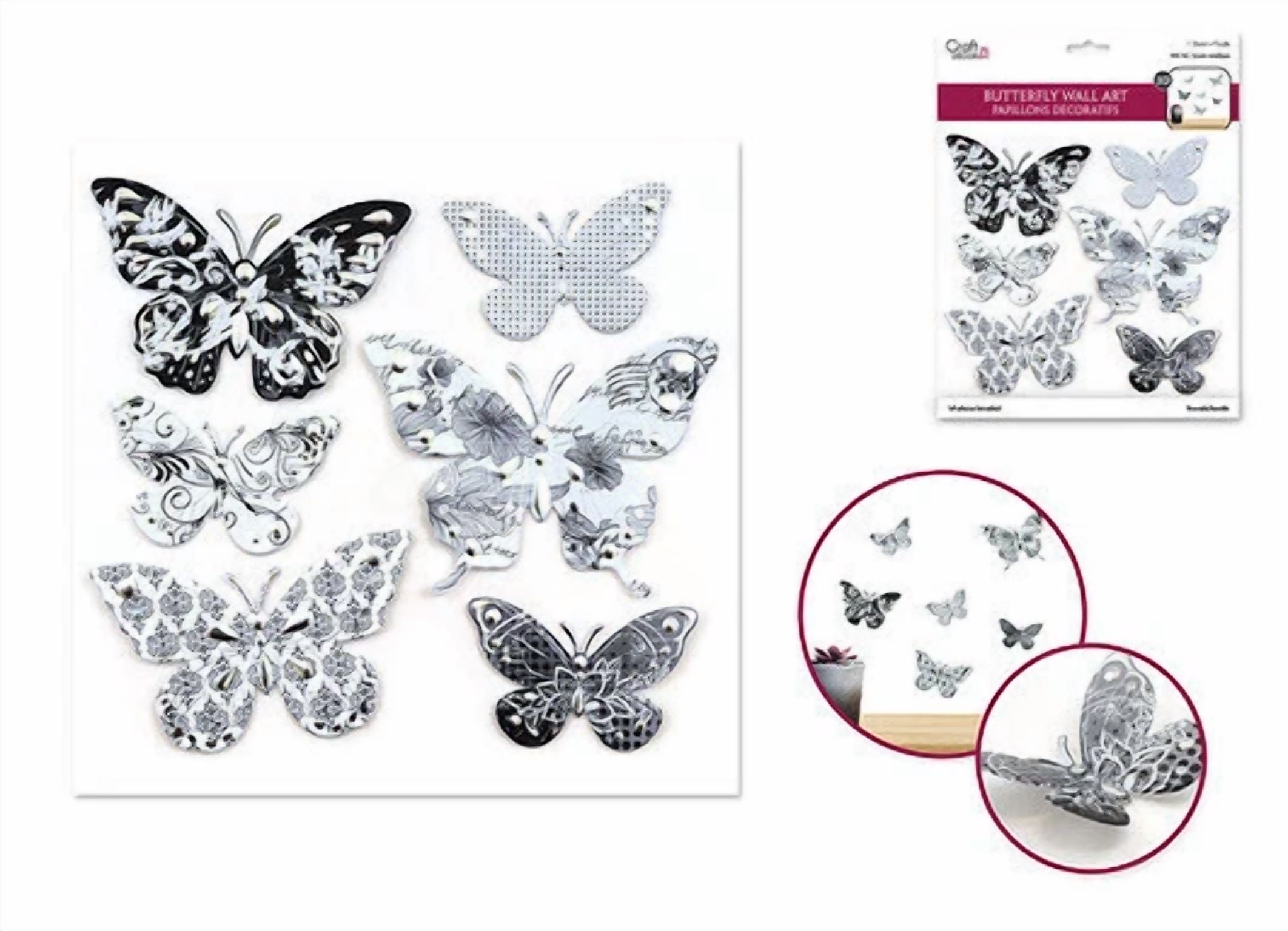 STARLIGHT- Butterflies 6 Wall Stickers 3D Decals With Foil Accents ...