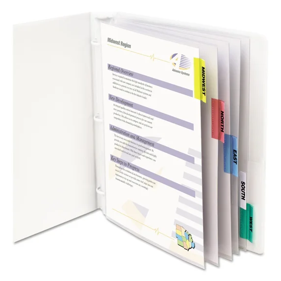 STARLIGHT- C-Line Sheet Protectors With Index Tabs Assorted Color Tabs 2" 11 X 8 1/2 5/St ...