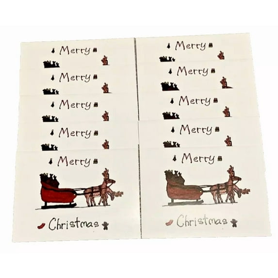 STARLIGHT- Christmas Cards Pack 10 Children Hand Drawn Picture Reindeer ...