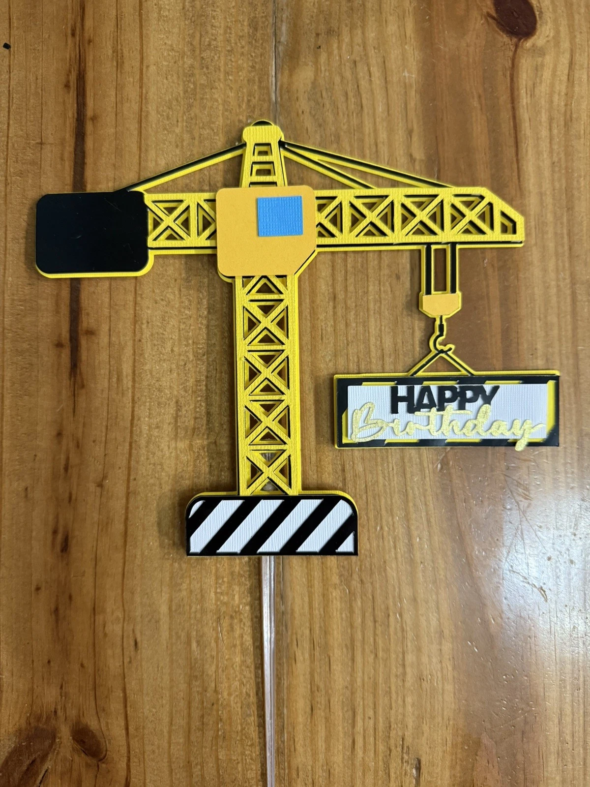 STARLIGHT- Construction Crane Happy Birthday Cake Topper Handmade ...