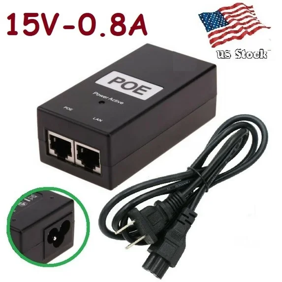 STARLIGHT- Dc 15V 0.8A Poe Power Supply Injector Ethernet Adapter With ...