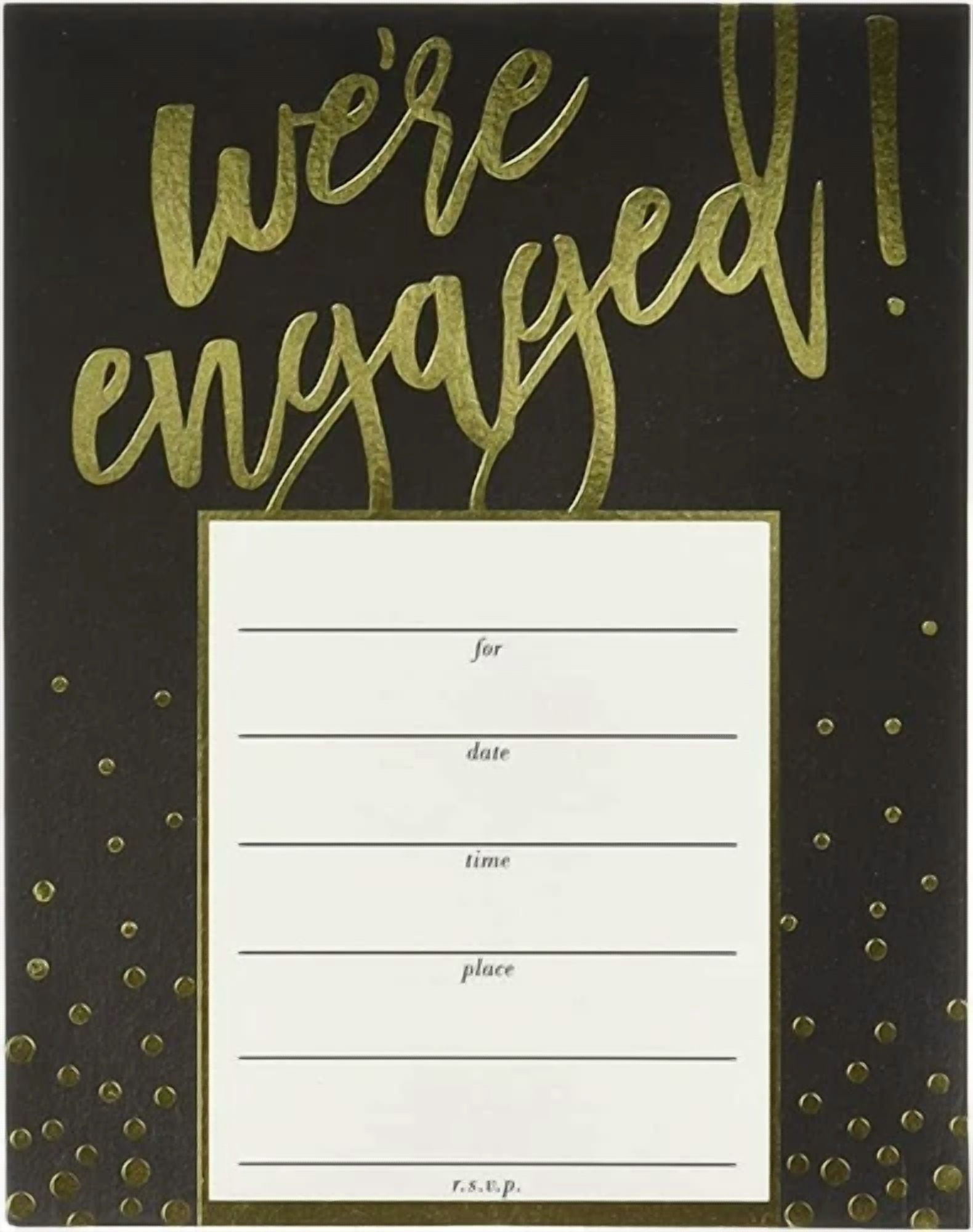 STARLIGHT- Engagement Party Invitations Champagne Bubbles Black Gold 20 ...