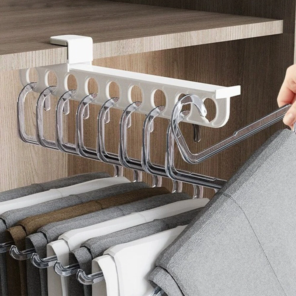 STARLIGHT- Extendable Pull Out Closet Rod Top Mounted Clothes Storage Hanger Rail Suitable ...