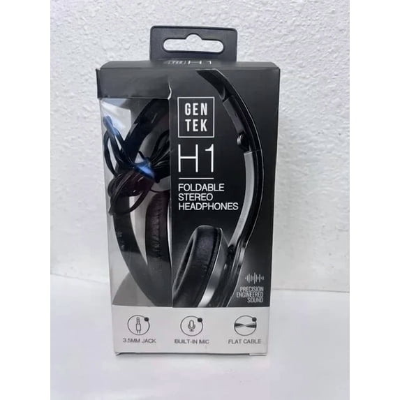 STARLIGHT- Gen Tek H1 Foldable Stereo Headphones Black/Silver Built In ...
