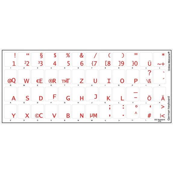 STARLIGHT- German Keyboard Stickers For Computer Laptop Transparent Red ...